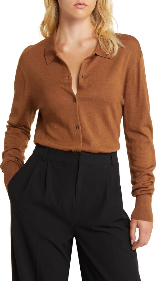 Sophie Rue Chiara Collared Wool & Silk Cardigan - ShopStyle