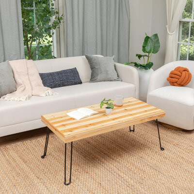 17 Stories Folding Wooden Coffee Table - Collapsible 20X40 Light Wood ...