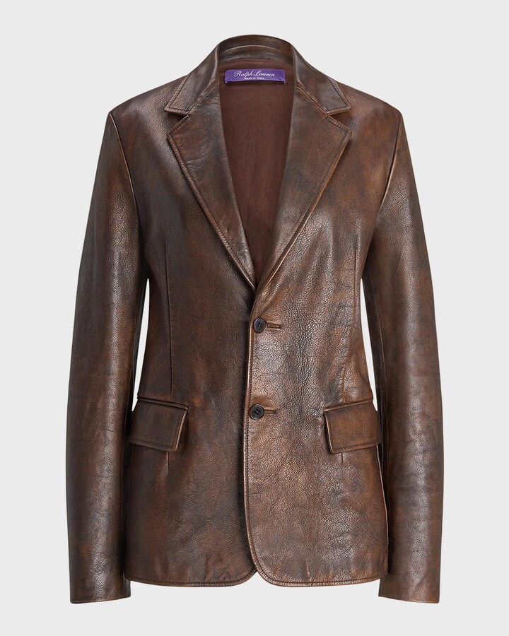 Ralph Lauren Collection Tomasso Distressed Leather Jacket - ShopStyle