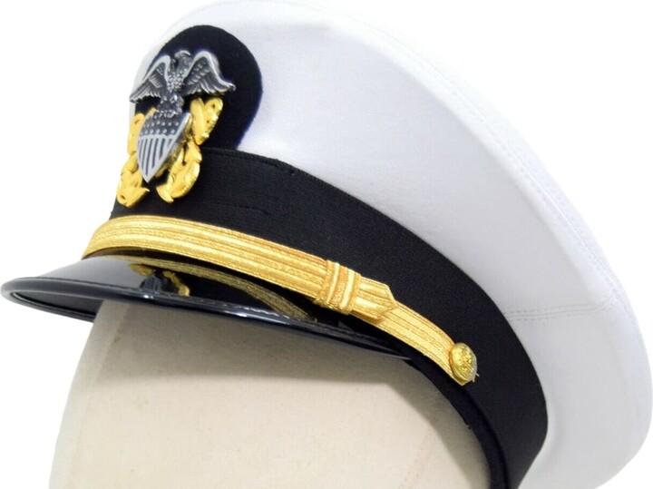 Military Surplus Repro US Navy 1940's Officers Peak Cap- White (58cm ...
