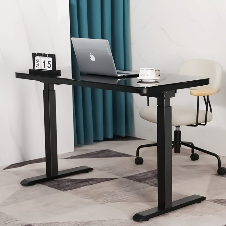 GEROJO Black Standing Adjustable Height Computer Desk with Desktop ...