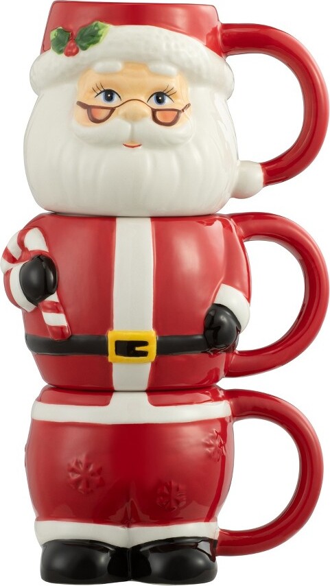 Mr Christmas 12oz Set Of 3 Stacking Mugs Santa Shopstyle
