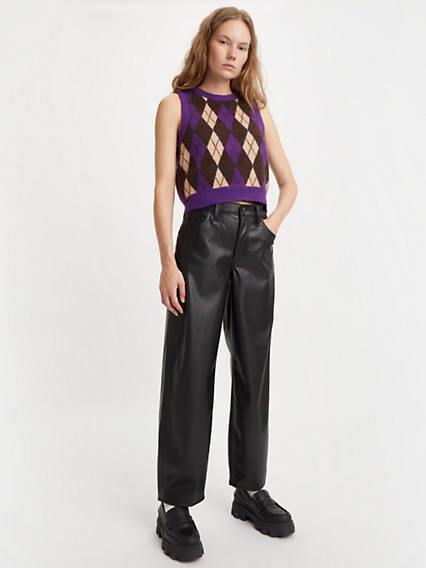 Levi's Faux Leather Baggy Dad Women's Pants - Slippery Slope - ShopStyle