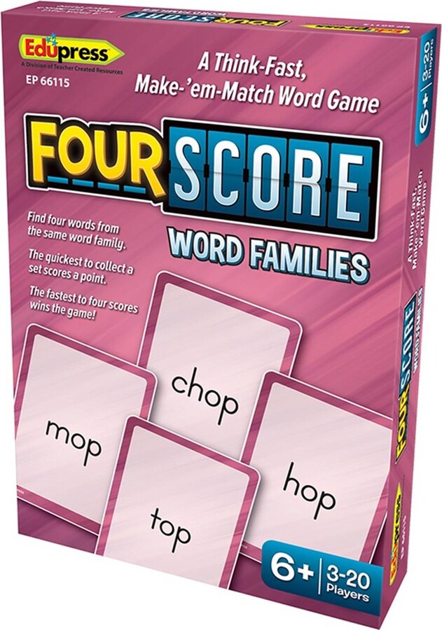 Teacher Created Resources Four Score Word Families Card Game - Pack of ...