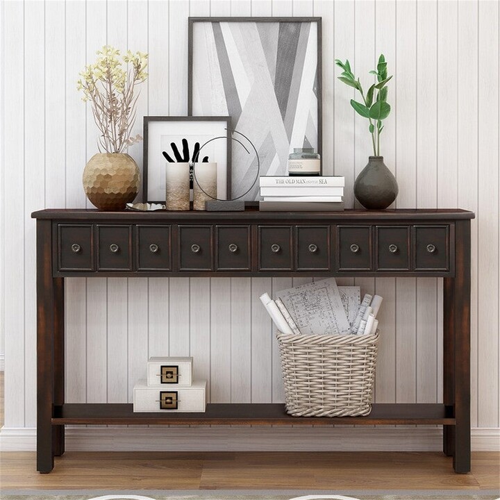 AOOLIVE Console Table, 60"with two Different Size Drawers and Bottom ...