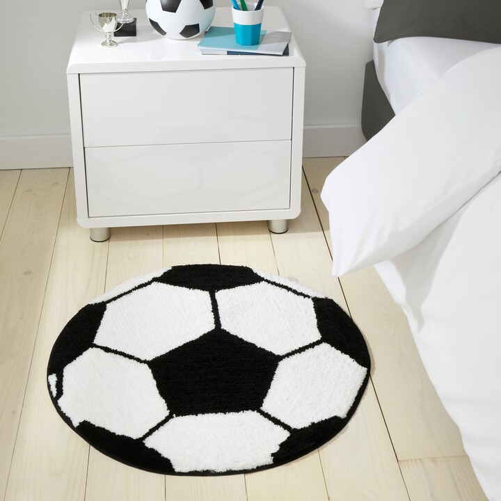 Dunelm Football Rug Black and White - ShopStyle