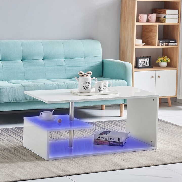 Howcool LED Coffee Tables for Living Room Modern High Gloss Sofa Side ...