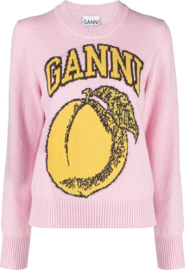 Ganni Intarsia-knit logo jumper - ShopStyle Sweaters
