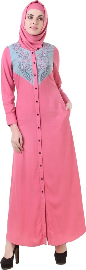 MyBatua Abaya with Hijab Jilbab Islamic Clothing Maxi Dress Muslim Pink ...