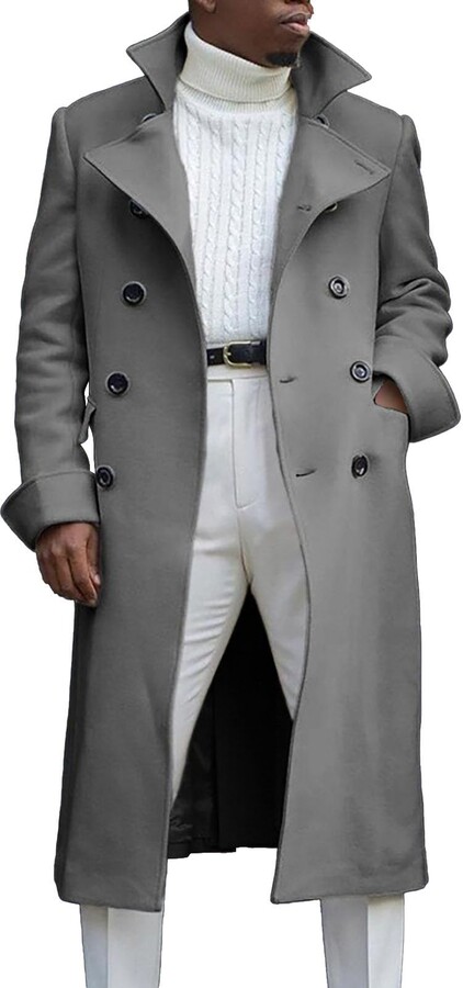 Generic Long Coats For Men Mens Wool Coat with Gilet Winter Thick ...