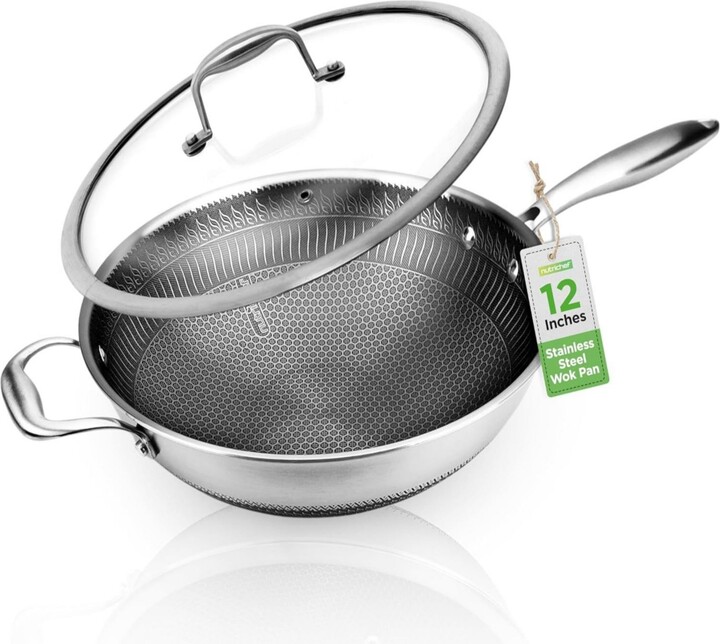 Nutrichef 12'' Durable Wok with Side Handle - Triply Stainless Steel ...