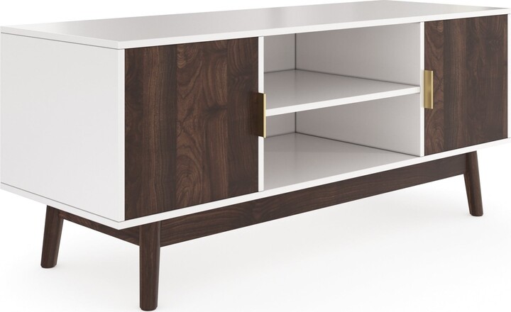 Global Pronex Wesley Scandinavian TV Stand Media Console with White ...