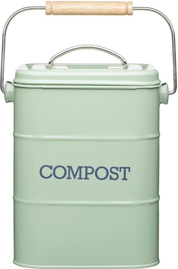 Living Nostalgia Metal Kitchen Compost Bin - English Sage Green ...