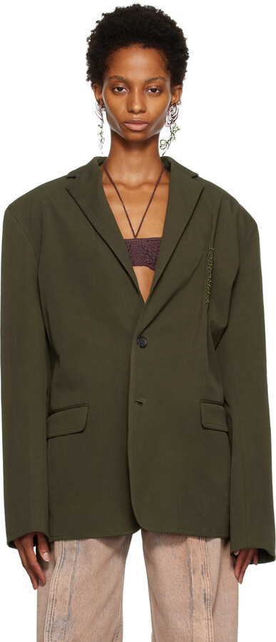Y/Project Khaki Pinched Blazer - ShopStyle