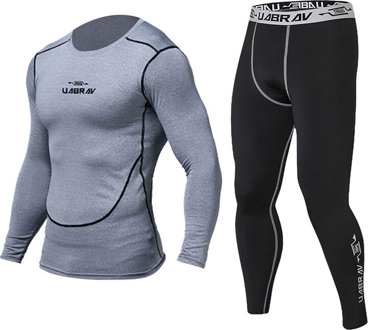 Fossean Mens Compression Set Compression Shirt Tights Pants Short Long ...