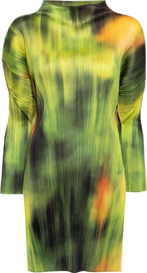 Pleats Please Issey Miyake Tie-Dye Pleated Minidress - ShopStyle