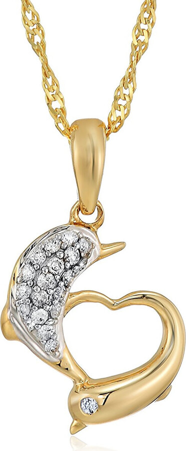 Vir Jewels 1/10 cttw Diamond Dolphin Pendant Necklace 14K Yellow Gold ...