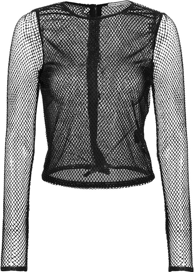 Alice + Olivia Delaina Crystal Net Top - ShopStyle
