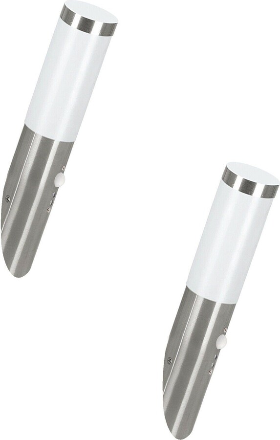 Loops 2 PACK IP44 Outdoor Wall Light & PIR Motion Sensor Stainless ...