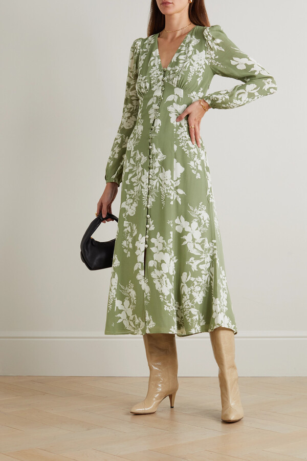 Reformation Brogan Floral-print Crepe De Chine Maxi Dress - Green ...