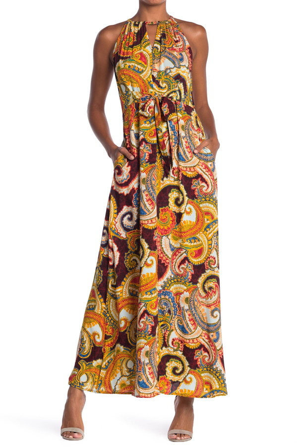 MSK Paisley Keyhole Cutout Maxi Dress - ShopStyle