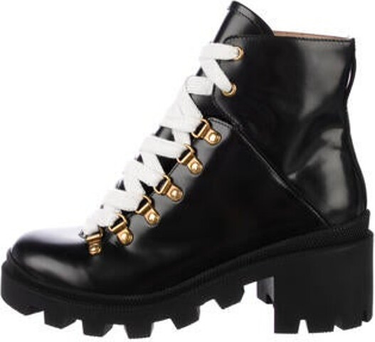 Gucci Leather Combat Boots - ShopStyle