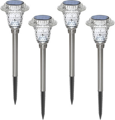 New Classic Transparent Low Voltage Solar Powered Integrated LED Glass Pathway Light Pack ...