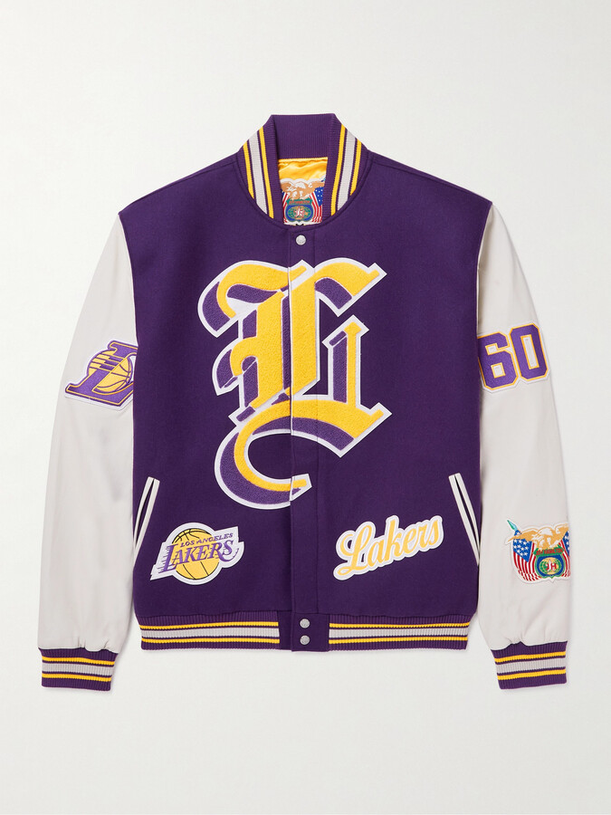 Jeff Hamilton Lakers Appliquéd Felt and Leather Bomber Jacket - ShopStyle