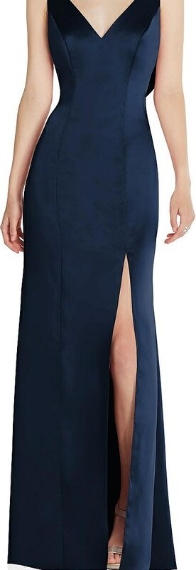 After Six Draped Cowl-Back Princess Line Dress With Front Slit - ShopStyle