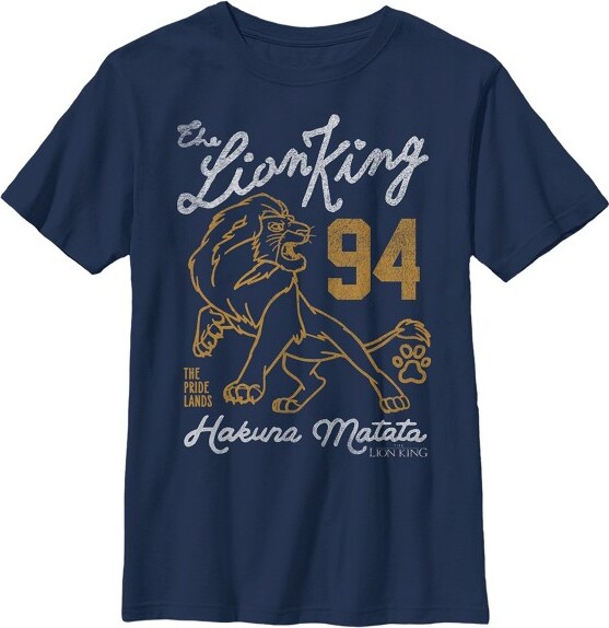 The Lion King Boy's Lion King Simba Athletic Jersey T-Shirt - Navy Blue ...