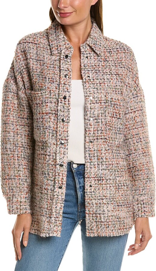 Stella + Lorenzo Wool-Blend Tweed Shacket - ShopStyle Casual Jackets