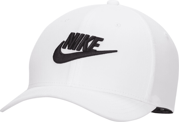 Nike Unisex Rise Structured SwooshFlex Futura Cap in White - ShopStyle Hats