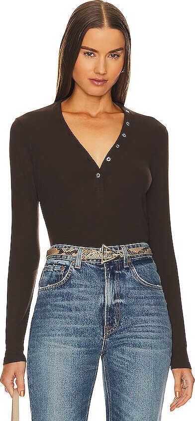 Frame Slinky Rib Henley - ShopStyle Tops