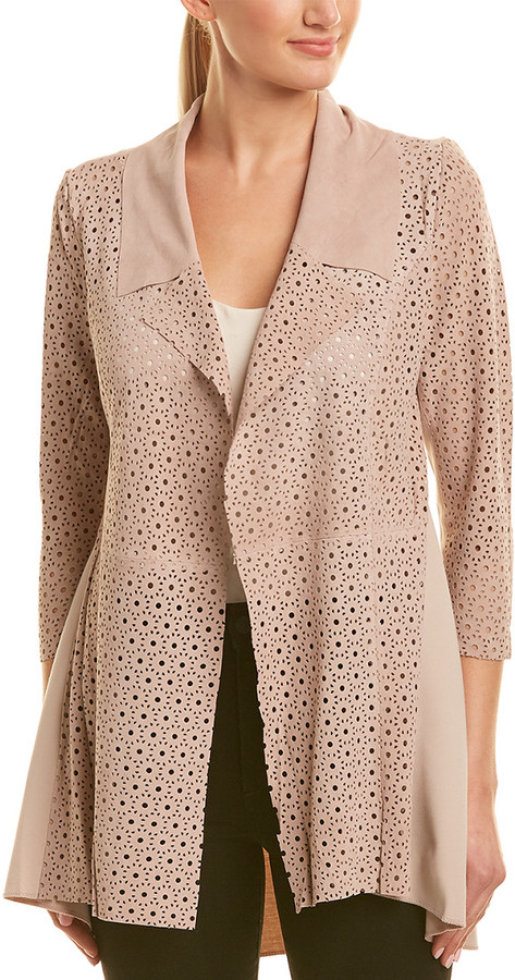 My Tribe Laser-Cut Leather Blazer - ShopStyle