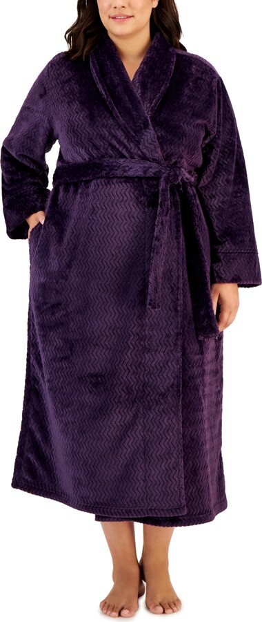 Charter Club Plus Size Plush Zig Zag Wrap Robe, Created for Macy's ...