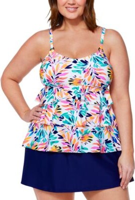Island Escape Swimwear Plus Size Printed Triple Tier Tankini Bottoms ...