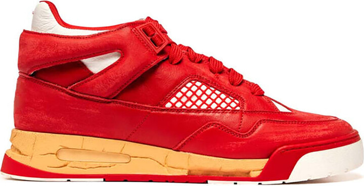 Maison Margiela Mens Deadstock Red Leather Sneakers - ShopStyle