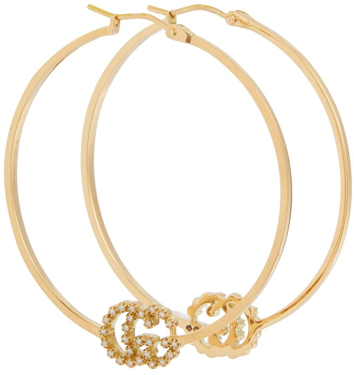 Gucci GG Running 18kt gold hoop earrings with diamonds - ShopStyle