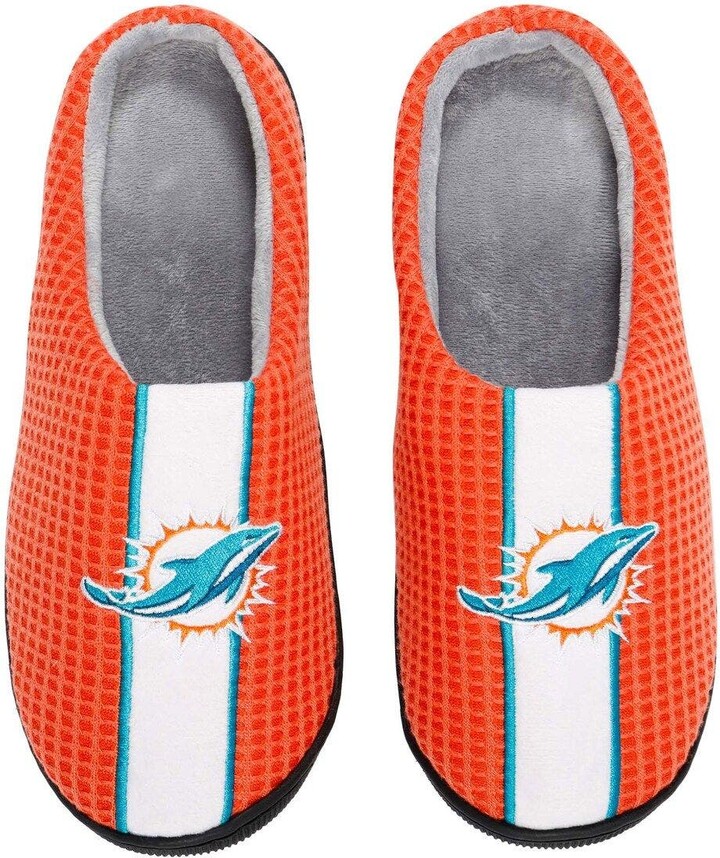Men's FOCO Orange Miami Dolphins Team Stripe Memory Foam Slide Slippers ...