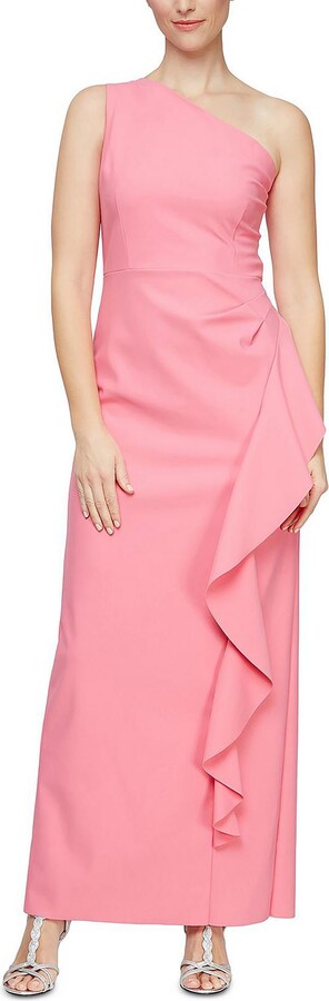Alex & Eve Womens Cascade Ruffle One Shoulder Maxi Dress - ShopStyle