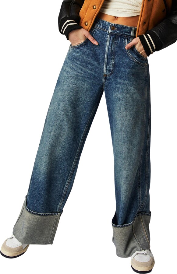 Free People Final Countdown Cuffed Wide Leg Jeans - ShopStyle