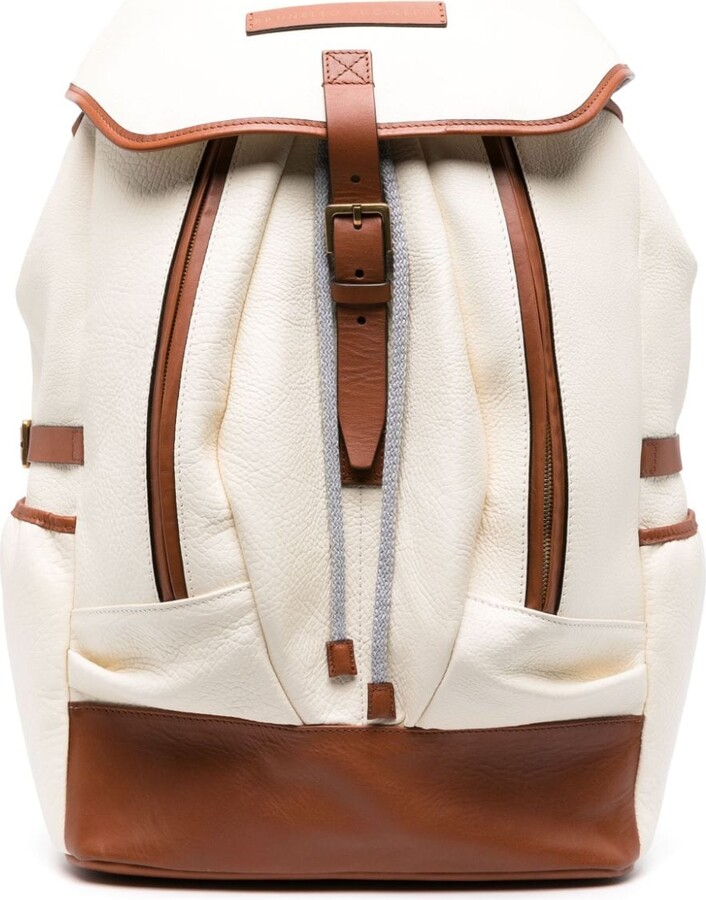 Brunello Cucinelli Logo-Patch Grained-Leather Backpack - ShopStyle