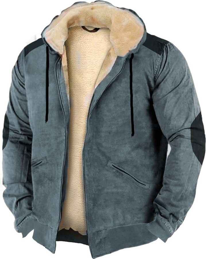 Cenlang Winter Parka Men's Brown Corduroy Jacket Mens UK Long Velvet ...