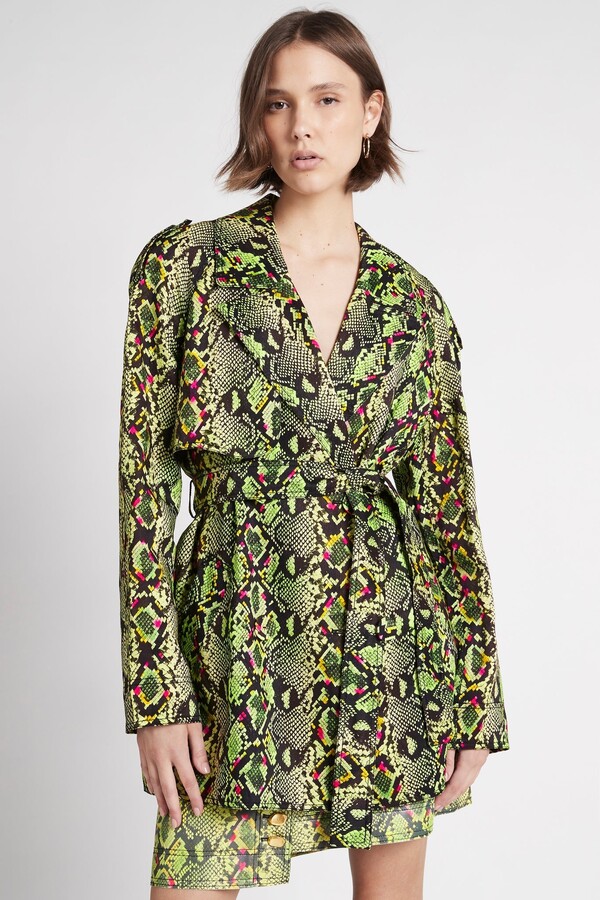 Aje Serpentine Belted Jacket In Colour Snake Effect Size 4 - ShopStyle