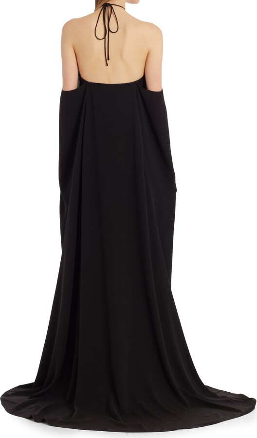 Valentino Garavani Cape Sleeve Silk Georgette Halter Gown - ShopStyle ...