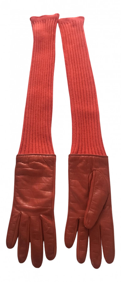 Max Mara Orange Leather Gloves - ShopStyle