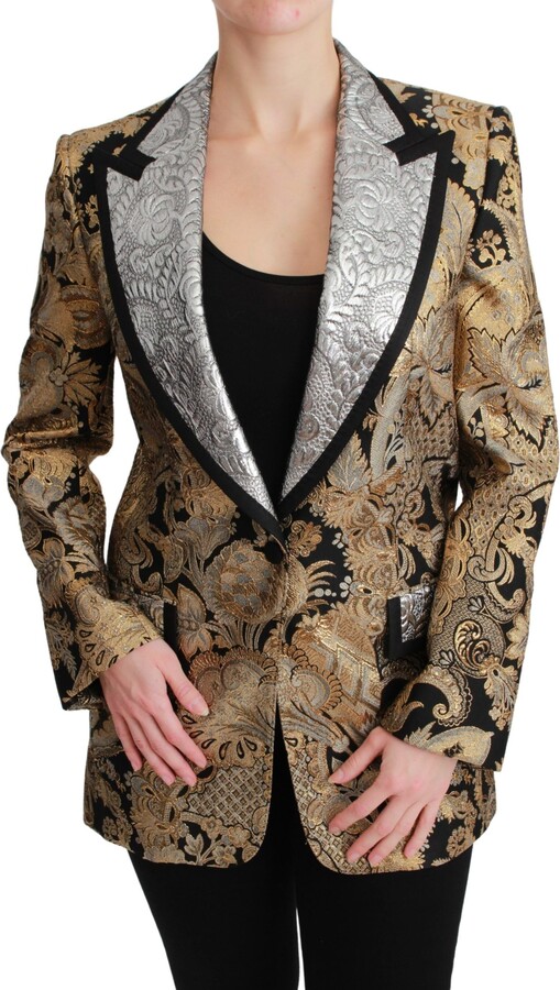 Dolce & Gabbana Elegant Gold Floral Jacquard Women's Blazer - ShopStyle