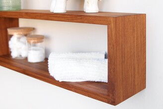 Etsy Floating Teak Rectangular Box Shelf Solid Wood Modern Hidden Mount ...