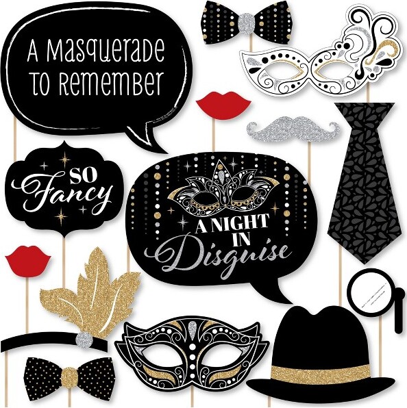 Big Dot of Happiness Masquerade - Carnival Mask Party Photo Booth Props ...