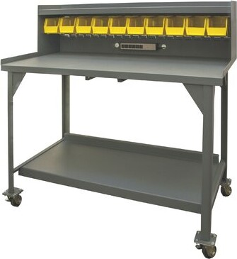 Durham Manufacturing 10 Bins Mobile 60"W Steel Top Workbench ...